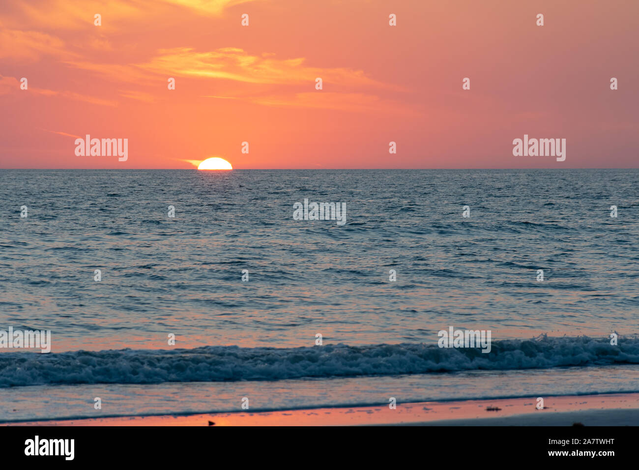Pink sunset on a beach in Clearwater, Florida Stock Photo - Alamy