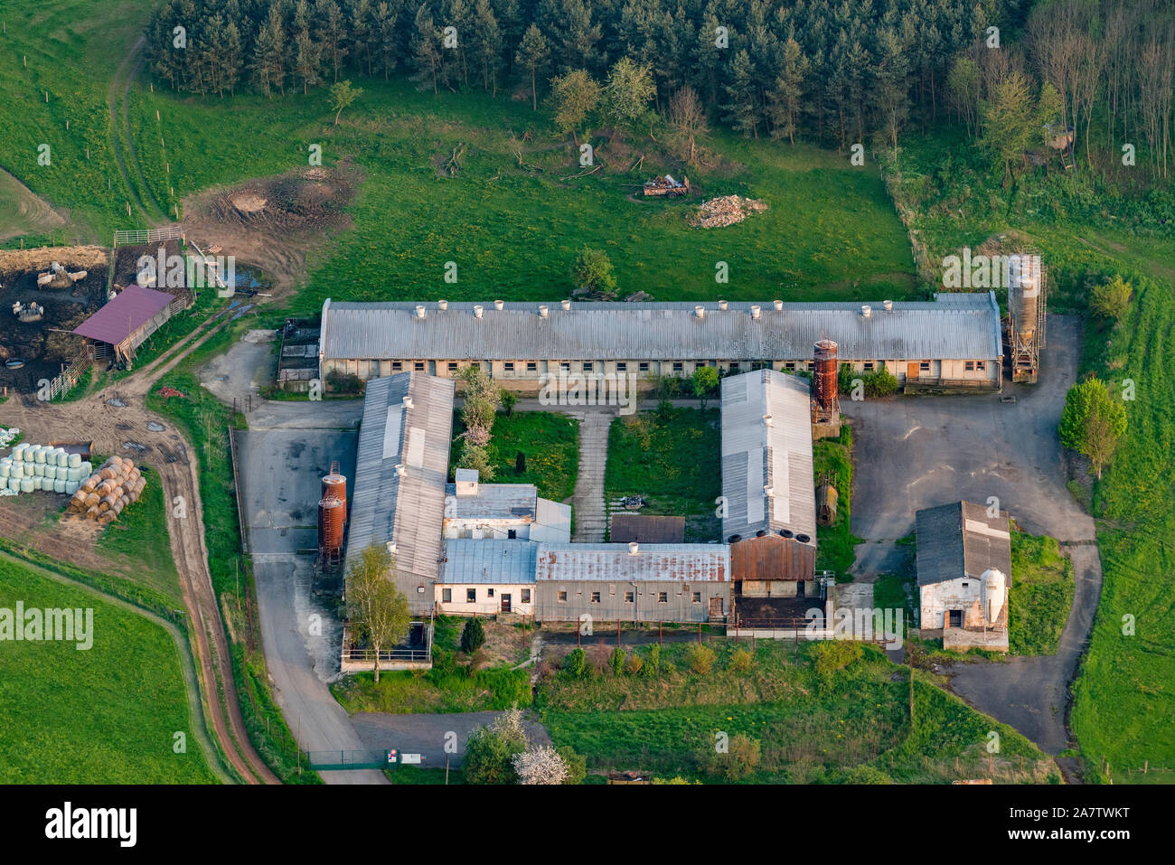 Rural farm in the Czech Republic in aerial photography Stock Photo - Alamy