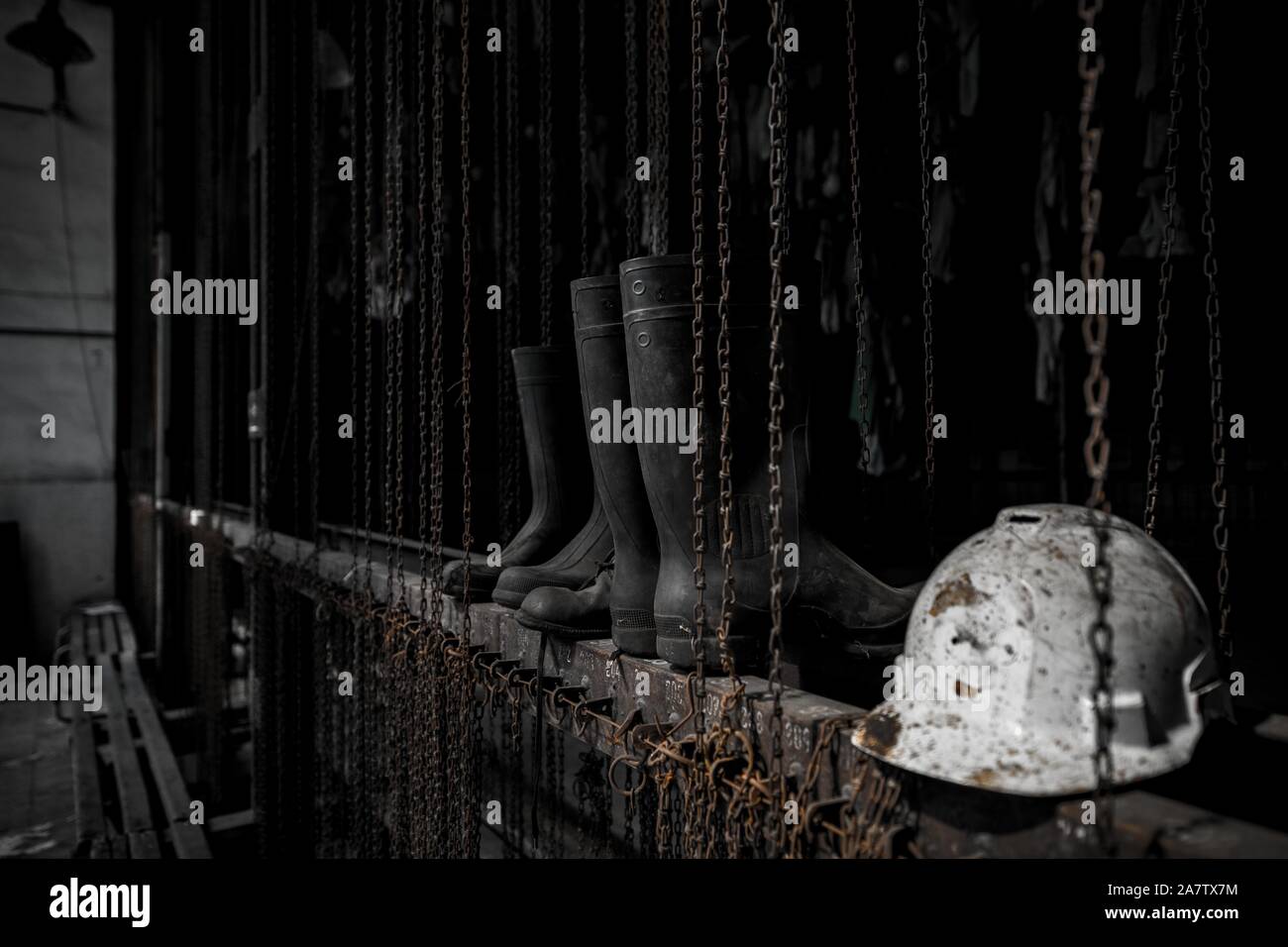 An old mining chain dressing room at the Landek Park Museum, Ostrava ...