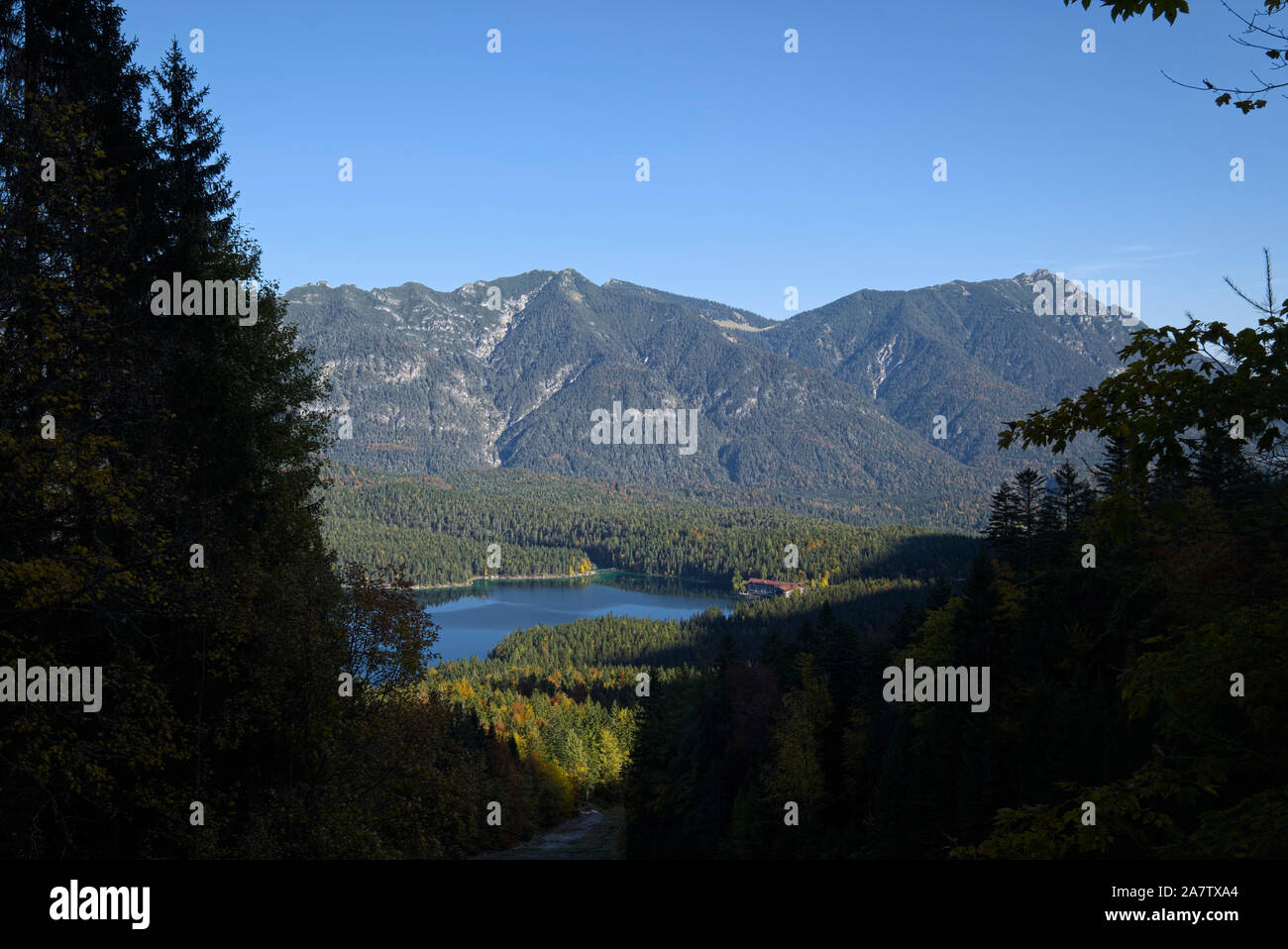 view of lake Eibsee in autumn, Bavaria, Germany Stock Photo - Alamy