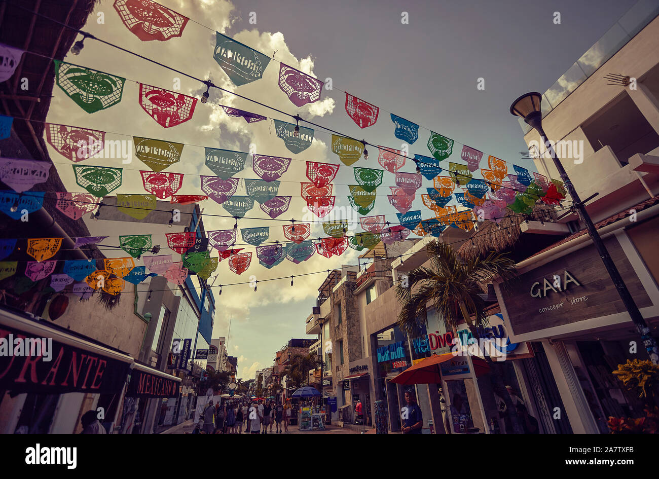 Decoration with colored flags Stock Photo - Alamy