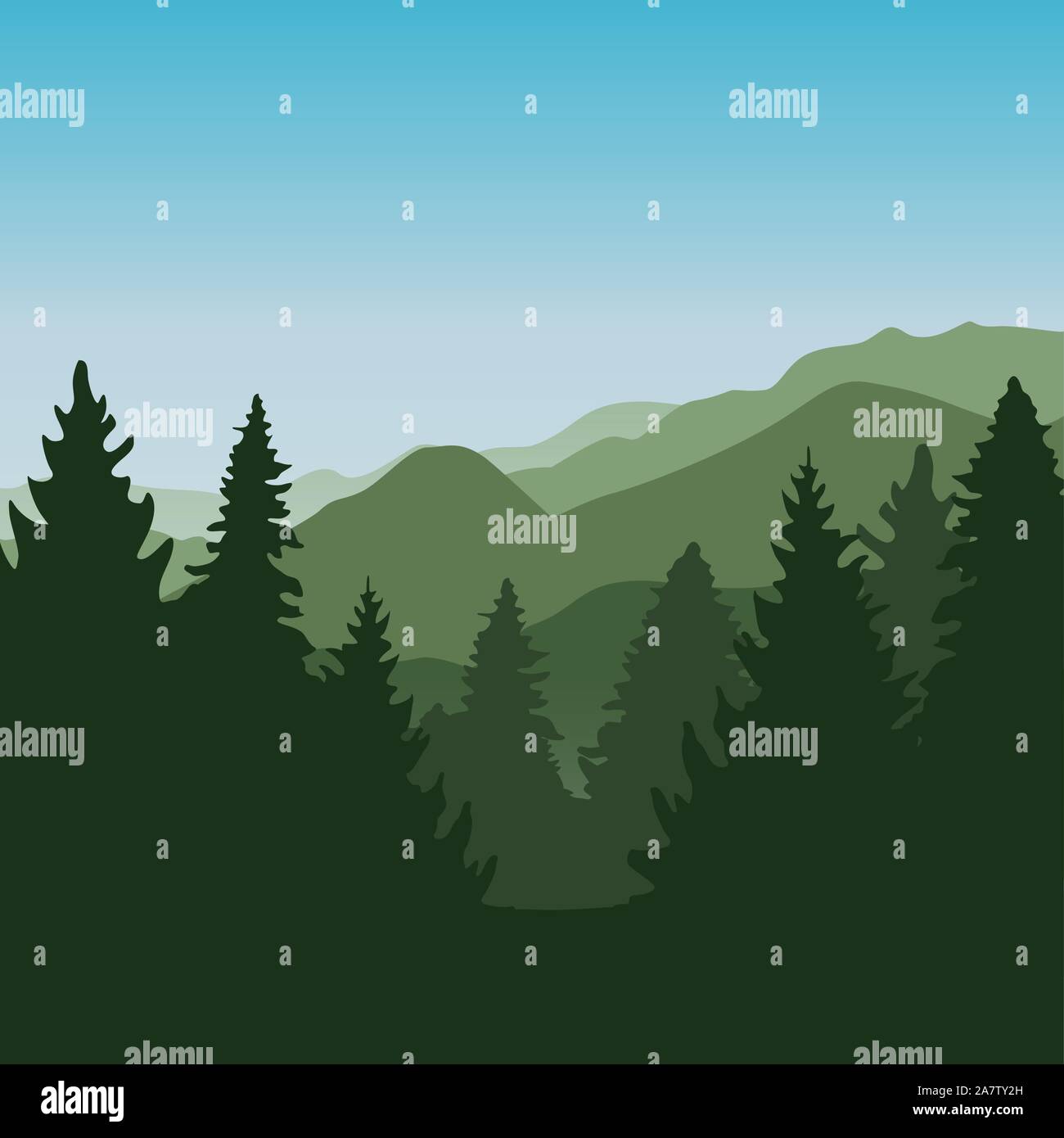 Vector blue forest horizontal Stock Vector Images - Alamy