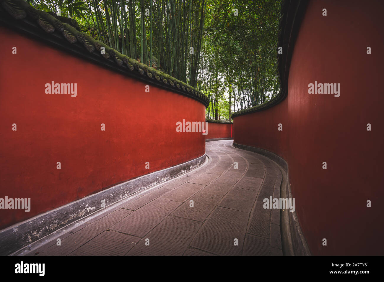 A passageway through Wuhou Shrine in Chengdu, China, is flanked on ...