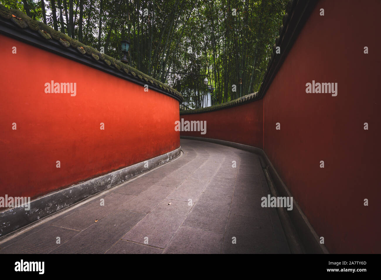 A passageway through Wuhou Shrine in Chengdu, China, is flanked on ...