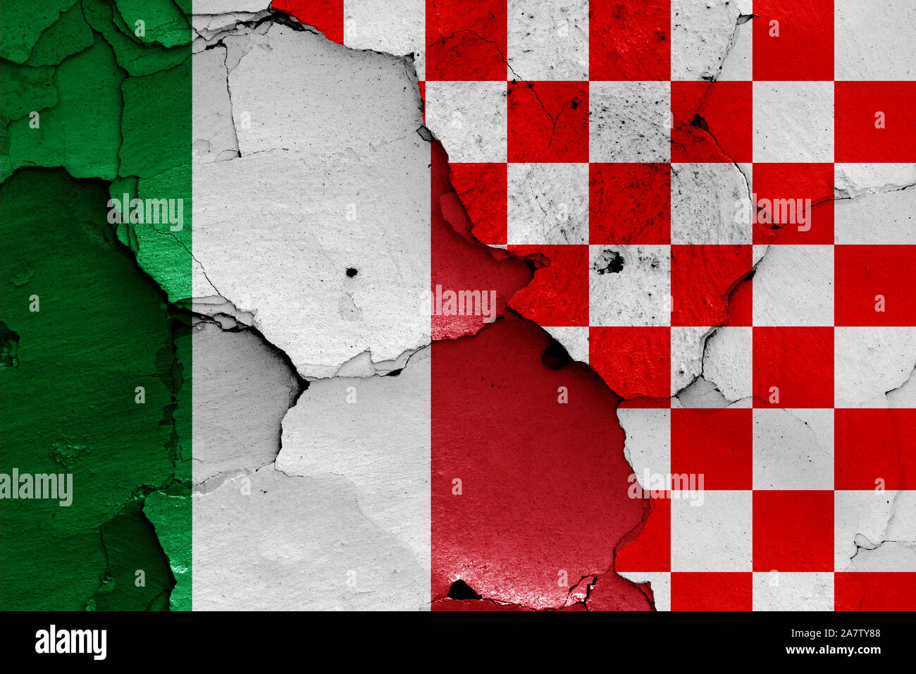 depiction of Italy and Croatian checkerboard flag Stock Photo - Alamy