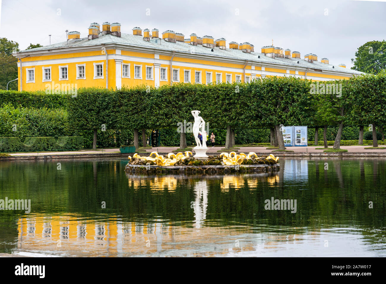 The exterior of Peterhof Palace buildings in Petergof, St. Petersburg ...