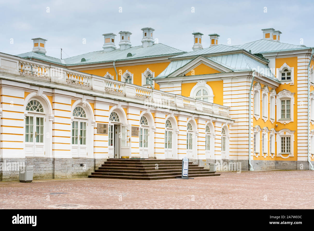 The exterior of Peterhof Palace buildings in Petergof, St. Petersburg ...