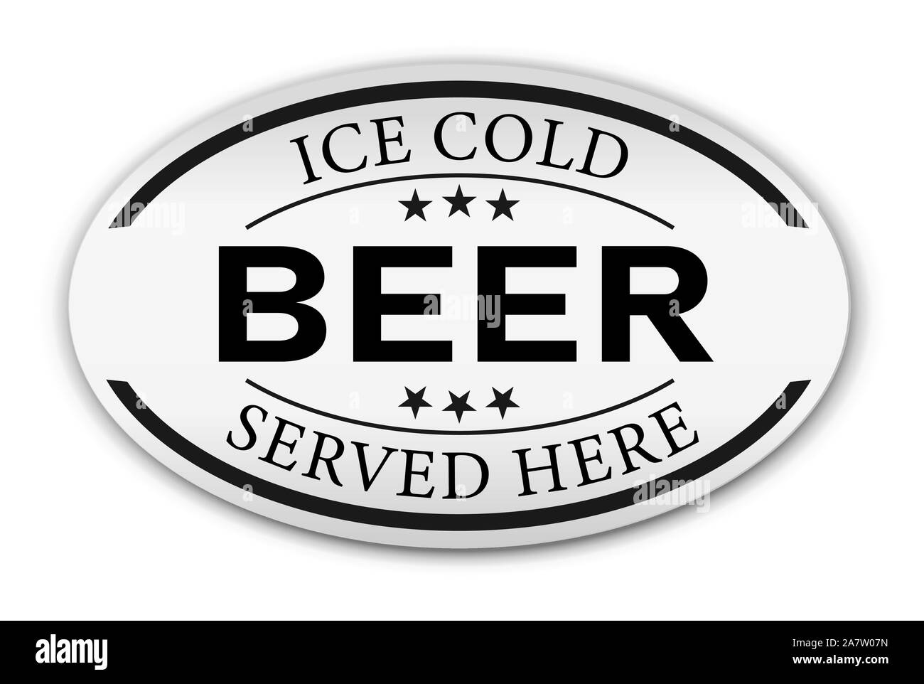 Ice cold Beer oval paper vintage stamp on a white background Stock ...
