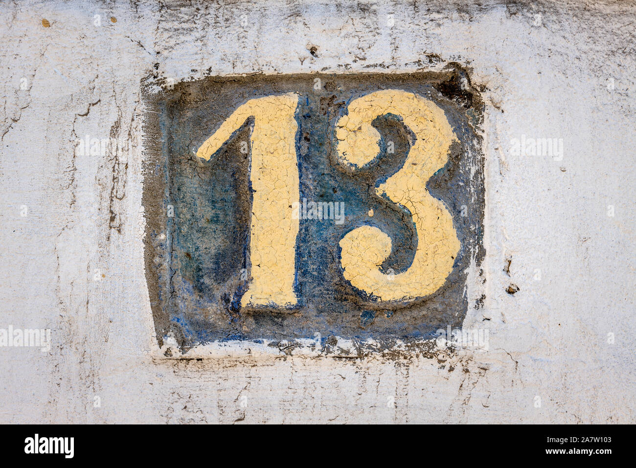 Number 13 metal plate wall hi-res stock photography and images - Alamy