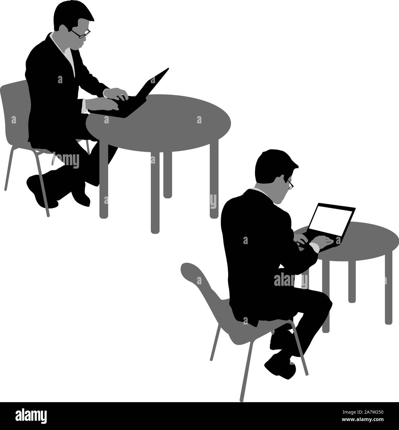 Person Sitting At Desk Silhouette