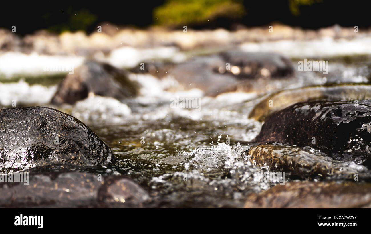 Rocky Stream Running Water. Stones in the water. Natural background ...