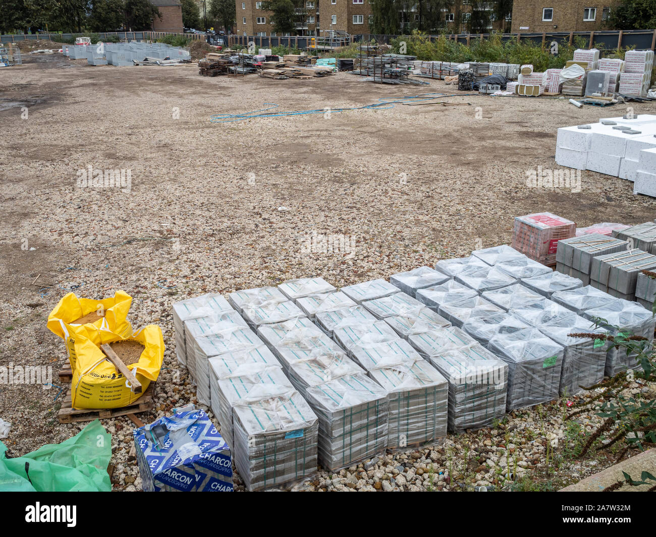 Construction site in South London with equipment and materials Stock ...