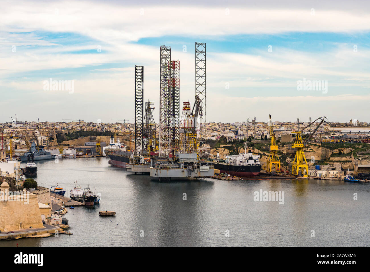 Port - harbour and shipyard in Valletta, Malta Stock Photo - Alamy