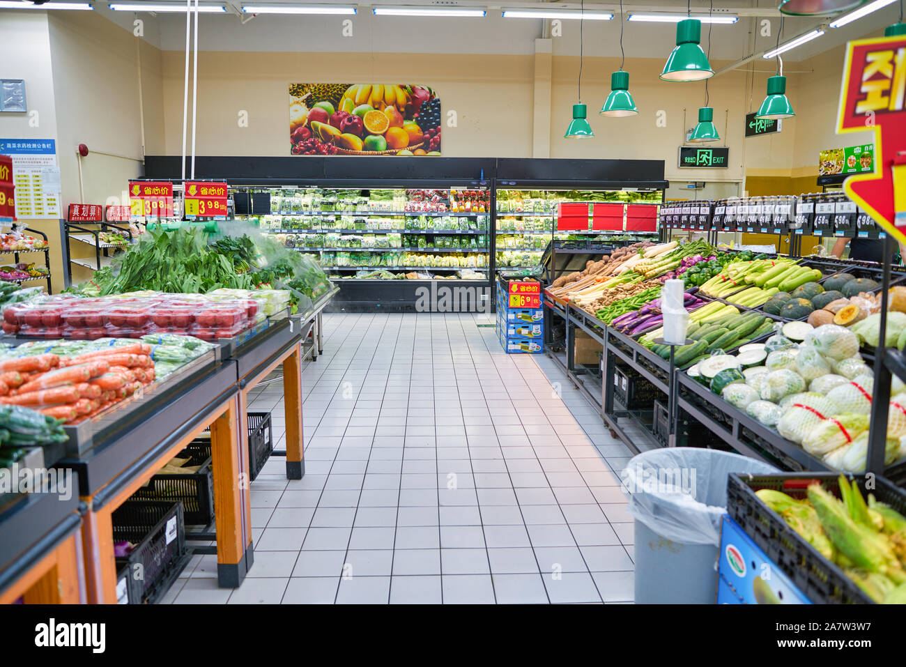 SHENZHEN, CHINA - CIRCA APRIL, 2019: interior shot of Walmart store in ...
