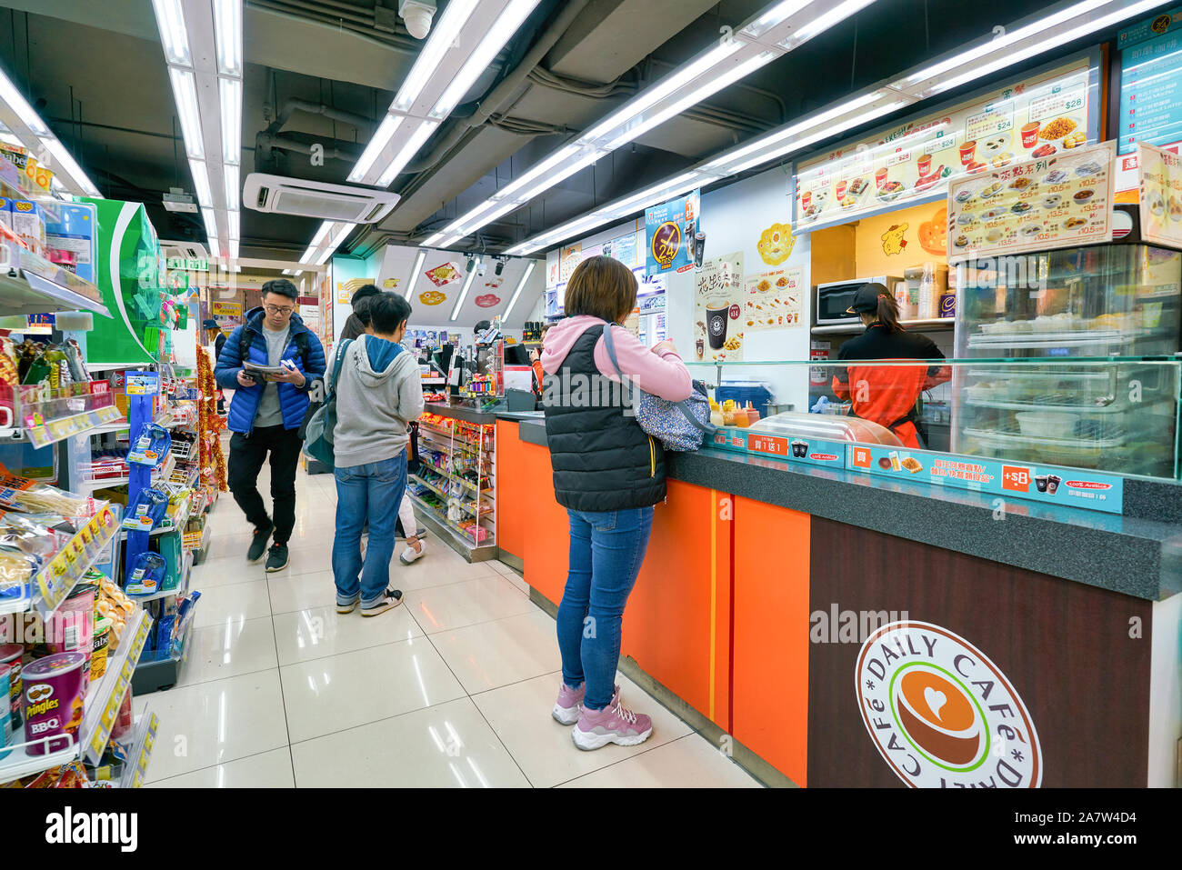 HONG KONG, CHINA - CIRCA JANUARY, 2019: interior shot of 7-eleven convenience store in Hong Kong ...