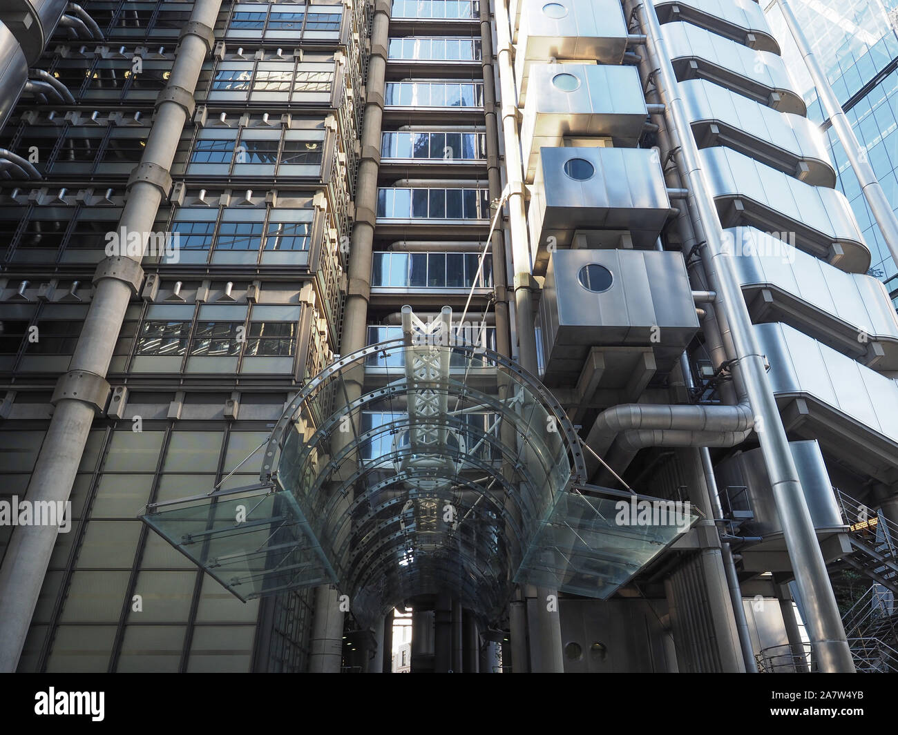 LONDON, UK - CIRCA SEPTEMBER 2019: Lloyd of London high tech skyscraper ...