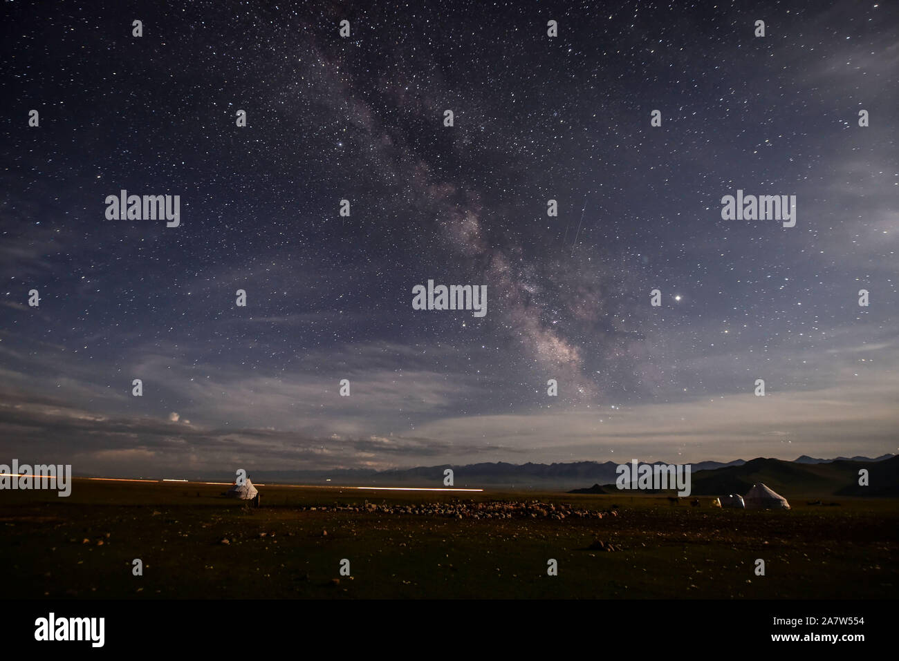 Landscape of the starry sky over Bayingolin Mongol Autonomous ...