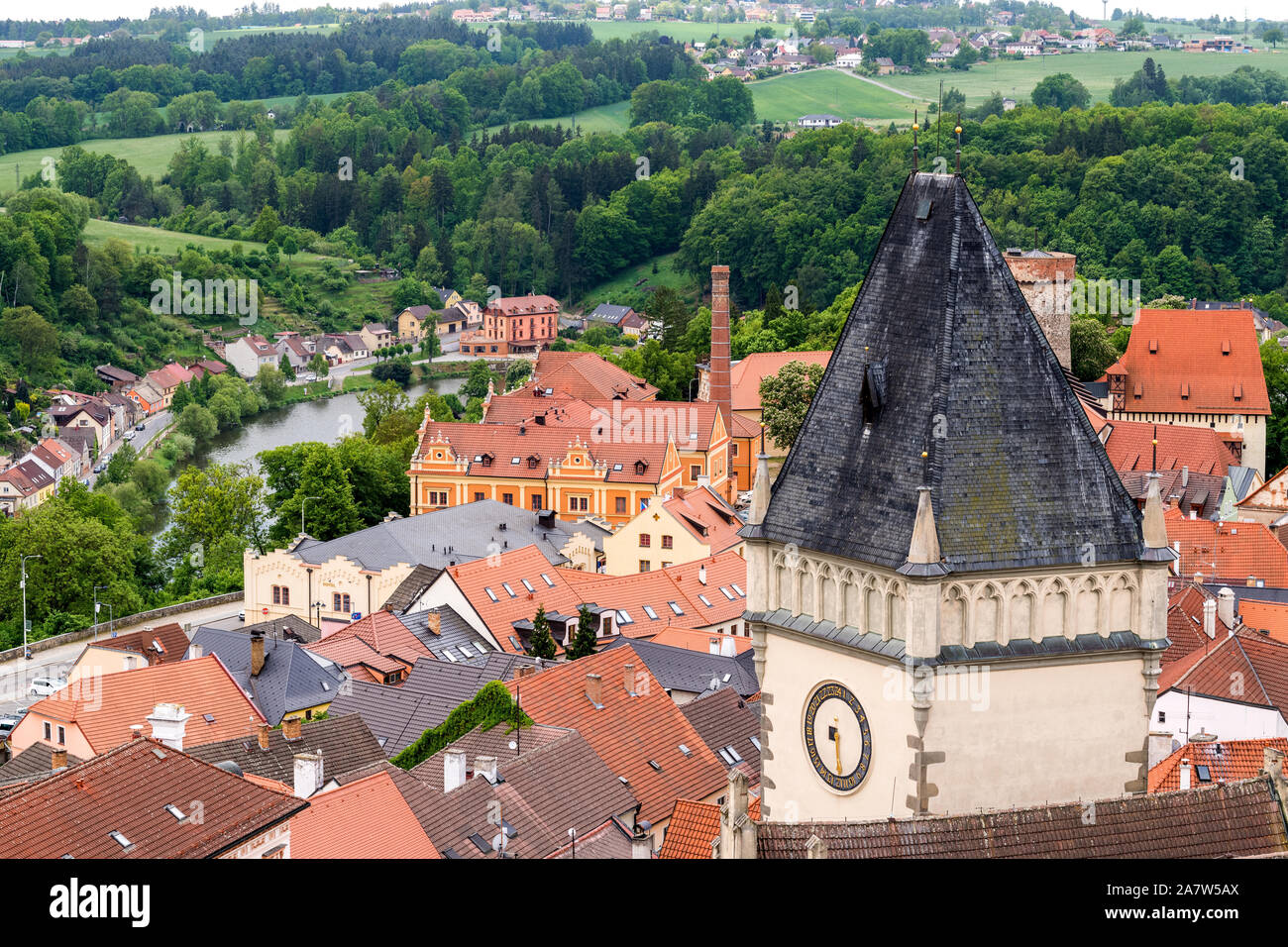 The building of the old town hall in Zizka square in the town of Tabor ...