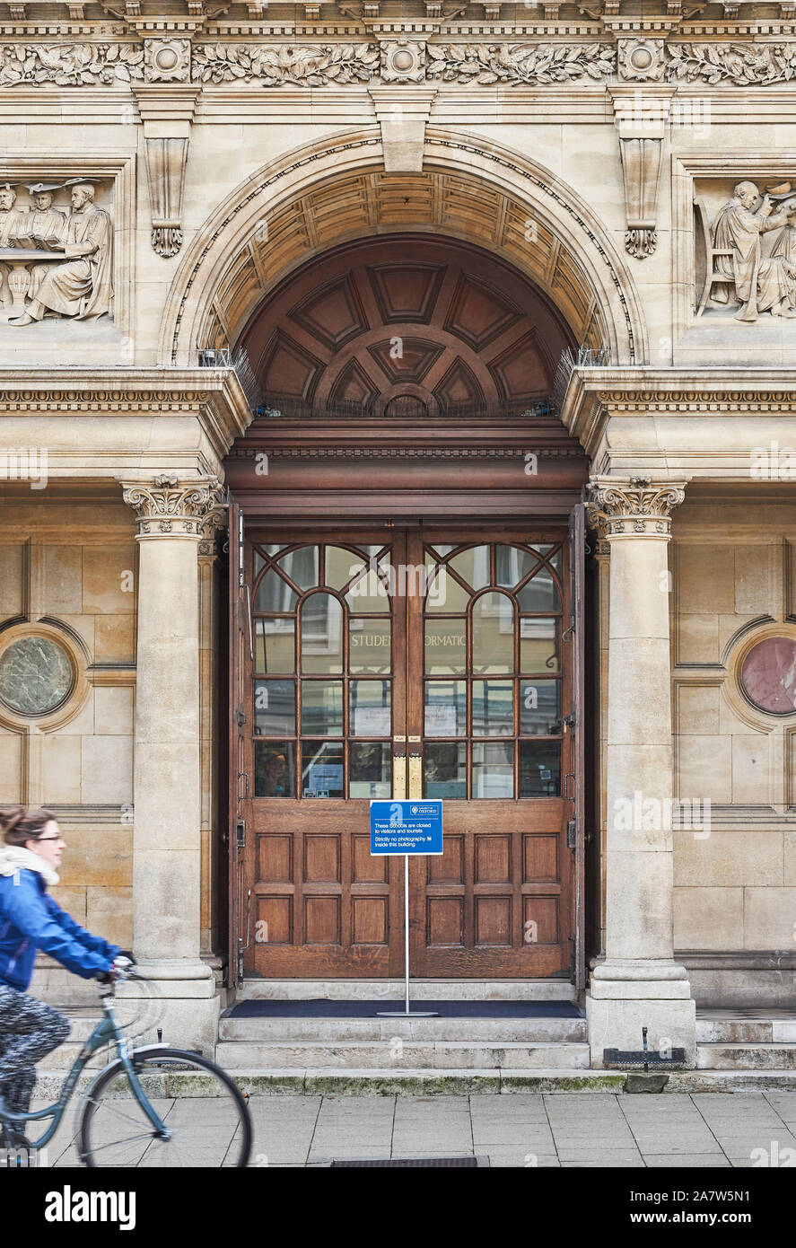 Entrance to the Examinations Schools, university of Oxford, England ...