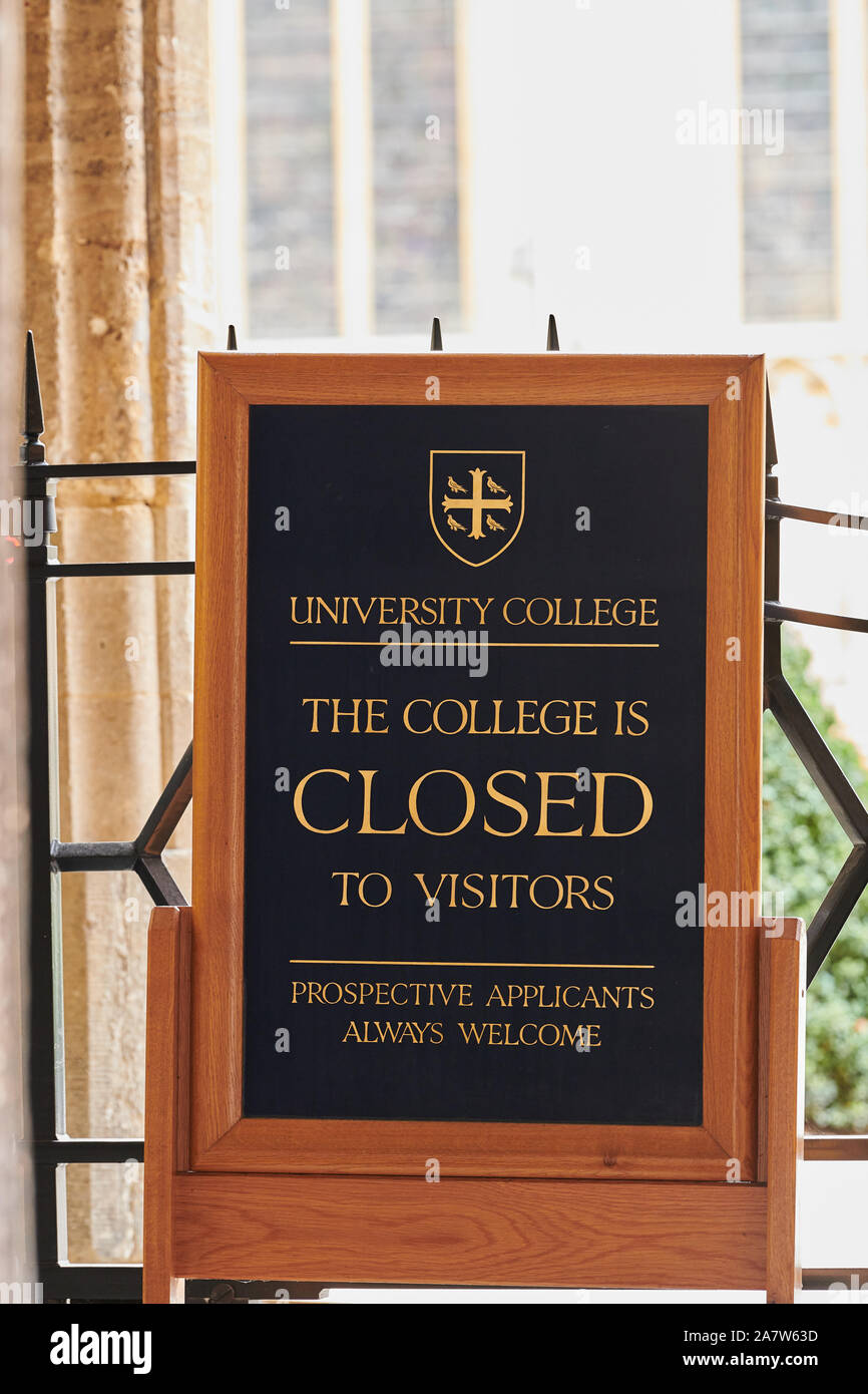 Closed notice at the entrance to University college, university of ...