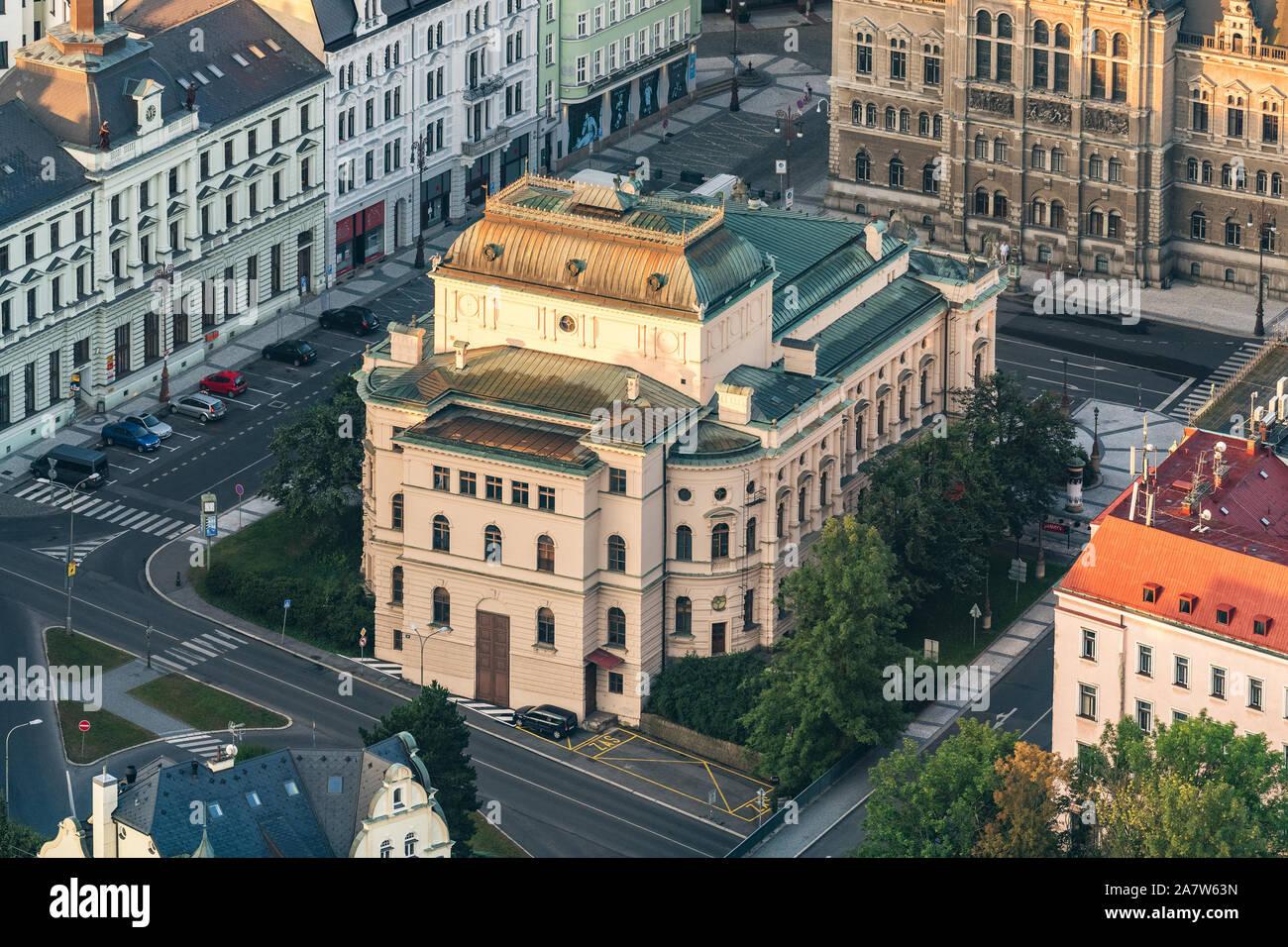 F.X Salda Theater in Liberec. Aerial shot from hot air balloon Stock ...