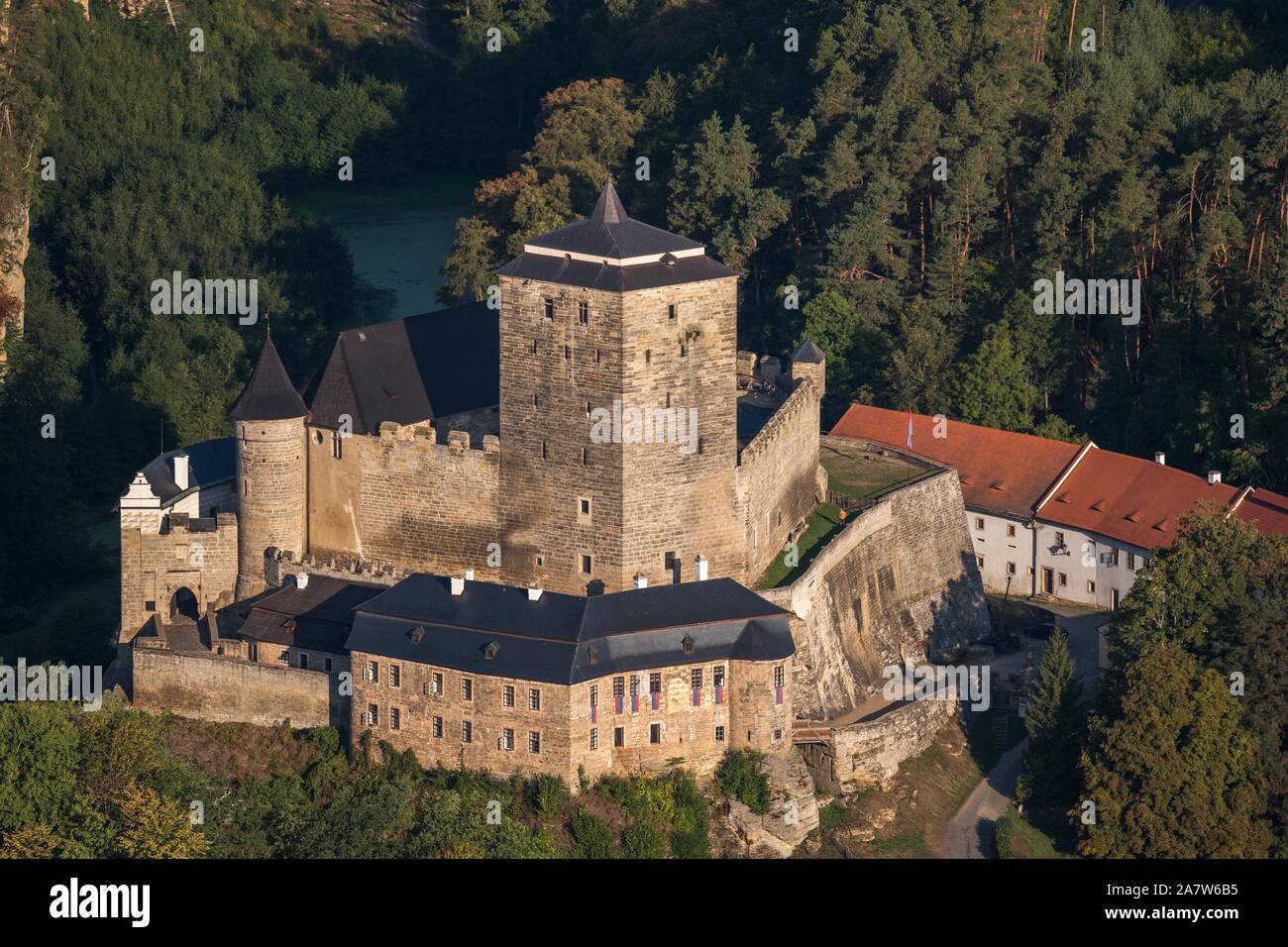 Castle Kost in the Bohemian Paradise on an aerial shot Stock Photo - Alamy