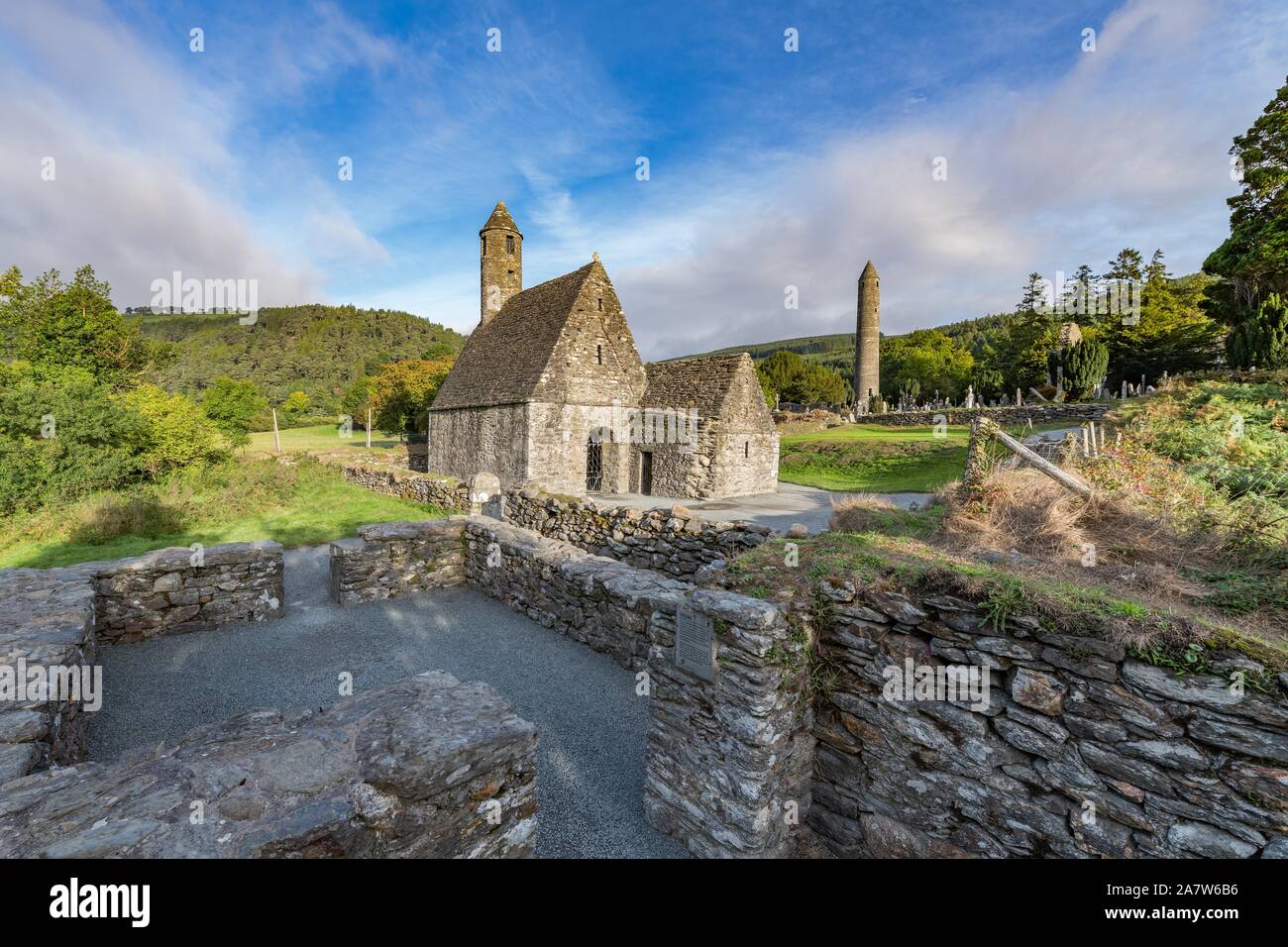 Glendalough is a village with a monastery in County Wicklow, Ireland ...