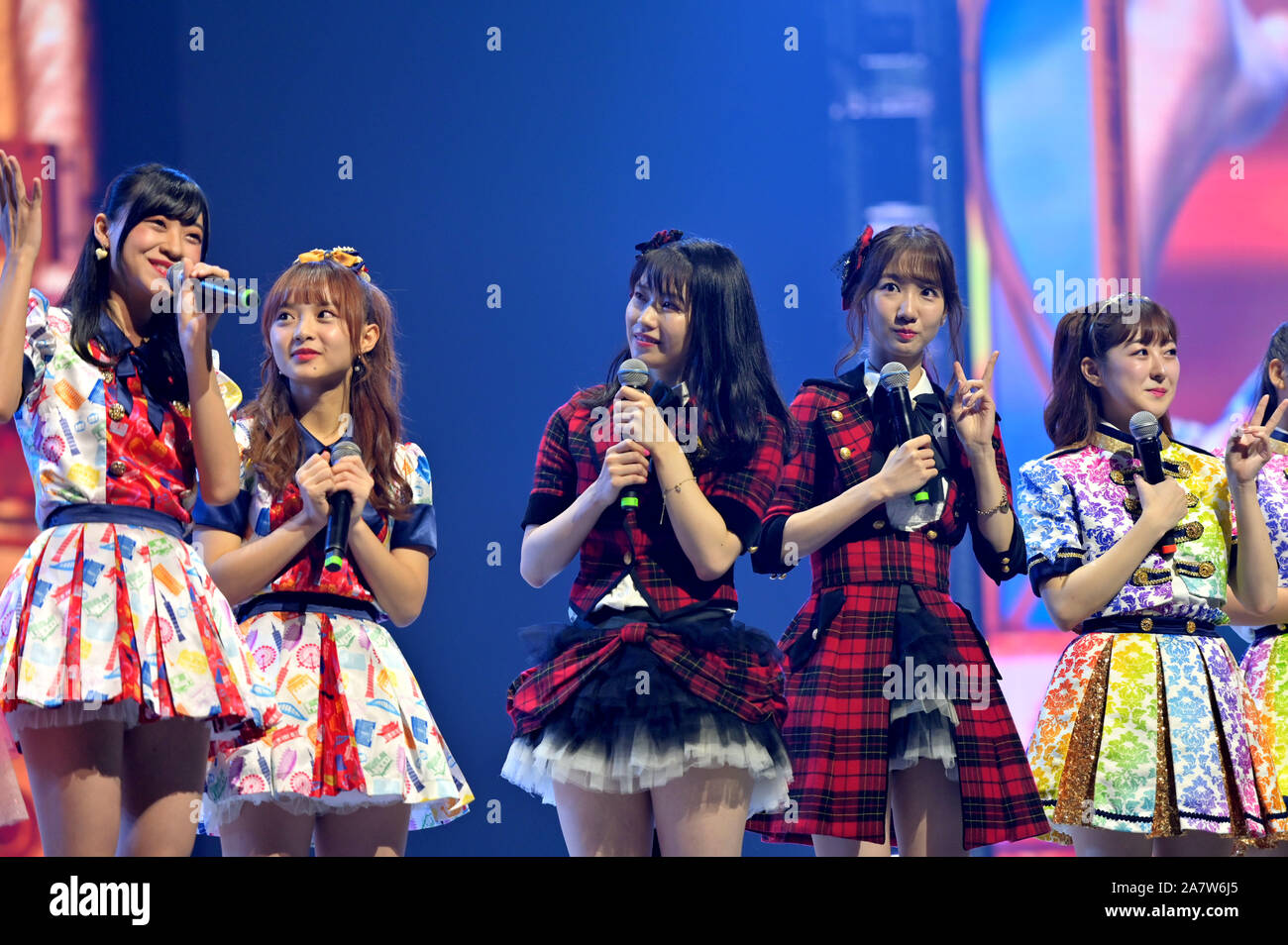 Members of Japanese idol girl group AKB48 and its international sister ...