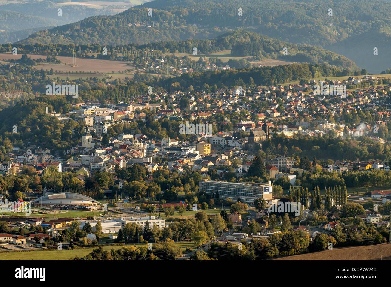 Aerial photography of the city of Turnov, center of the Bohemian ...