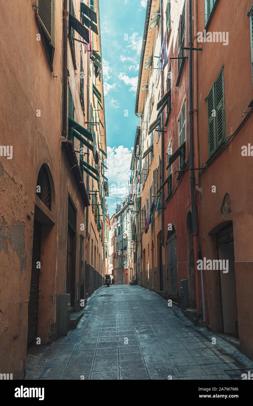 Impression of a narrow street in the old center of Nice in France Stock ...