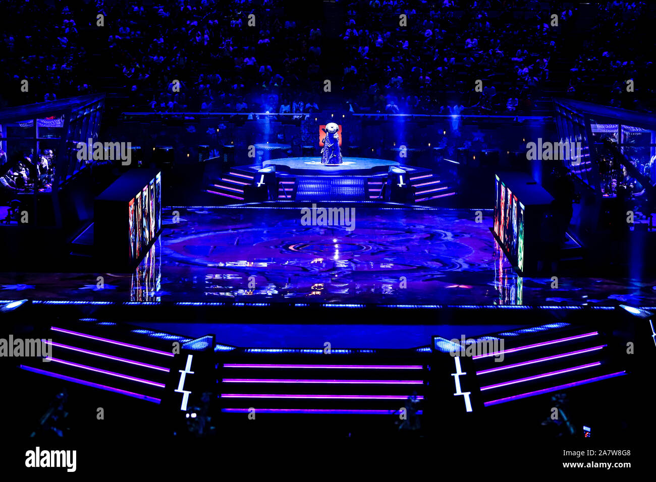 Players compete in the Dota 2 International game during the TI9 grand ...