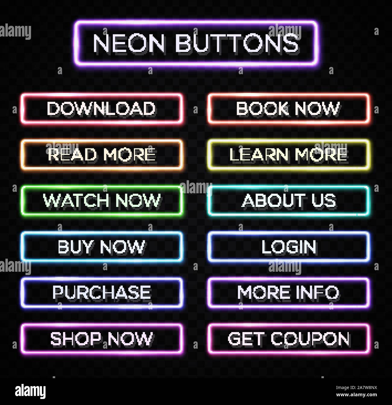 Bright colors neon web buttons set website design Stock Vector Image ...