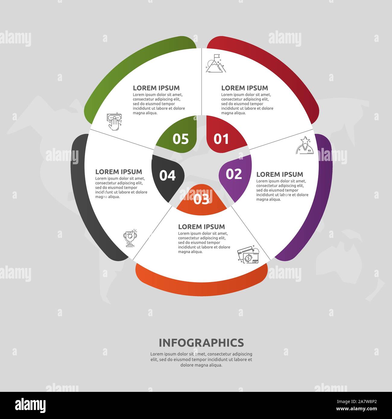 Vector flat template circle and sector infographics. Business concept ...