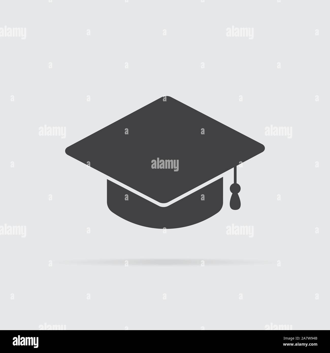 Graduation cap icon in flat style isolated on grey background. For your ...