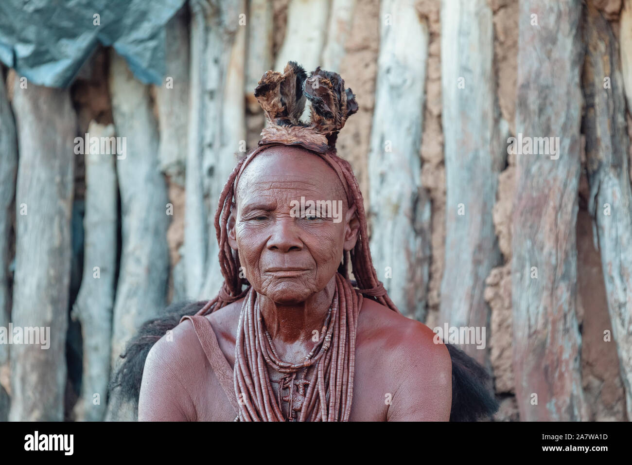 NAMIBIA, OMUSATI REGION, MAY 6: Grandmother Himba woman with ...