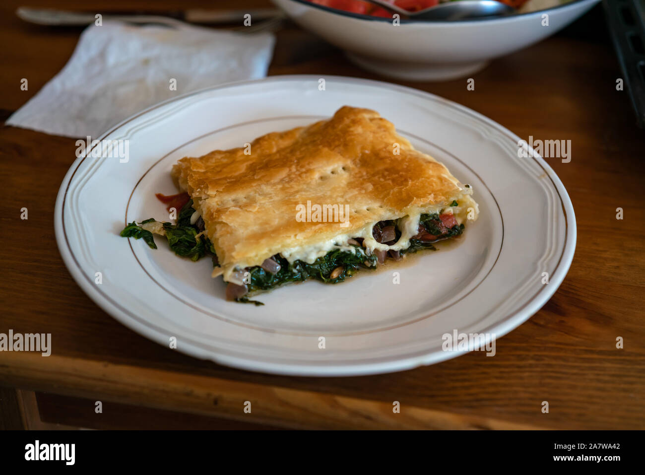 Homemade spinach stuffed puff pastry Stock Photo - Alamy