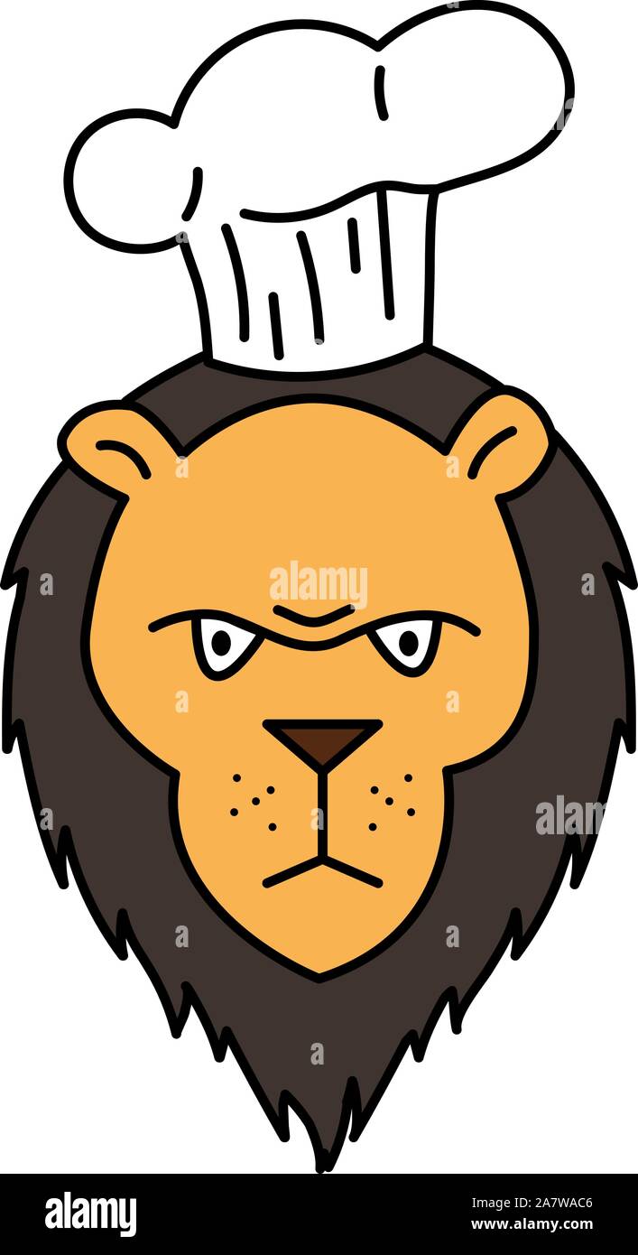 Cute vector illustration of a chef cook lion in cartoon style Stock ...