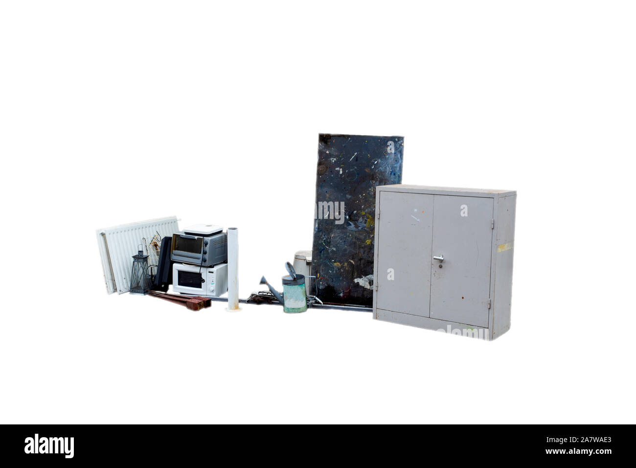 Bulky waste iron, old household equipment isolated on white background ...