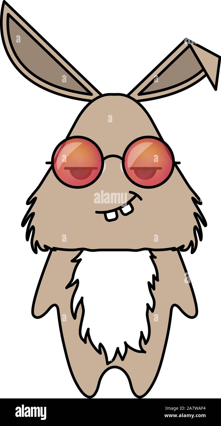 Cute rabbit in hipster sunglasses . Animal cartoon vector illustrtation ...