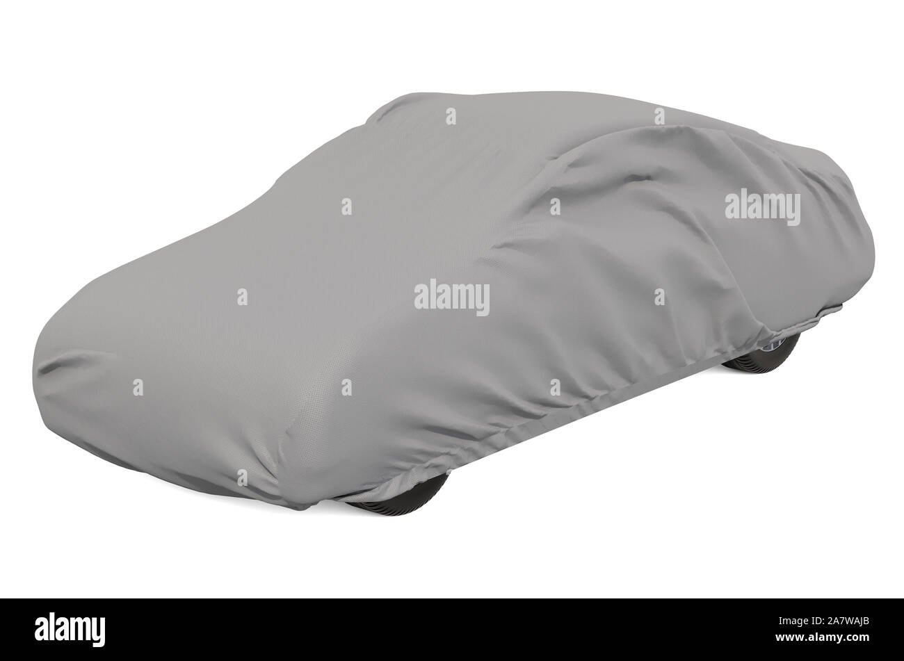 Car cover on the automobile, 3D rendering isolated on white background ...