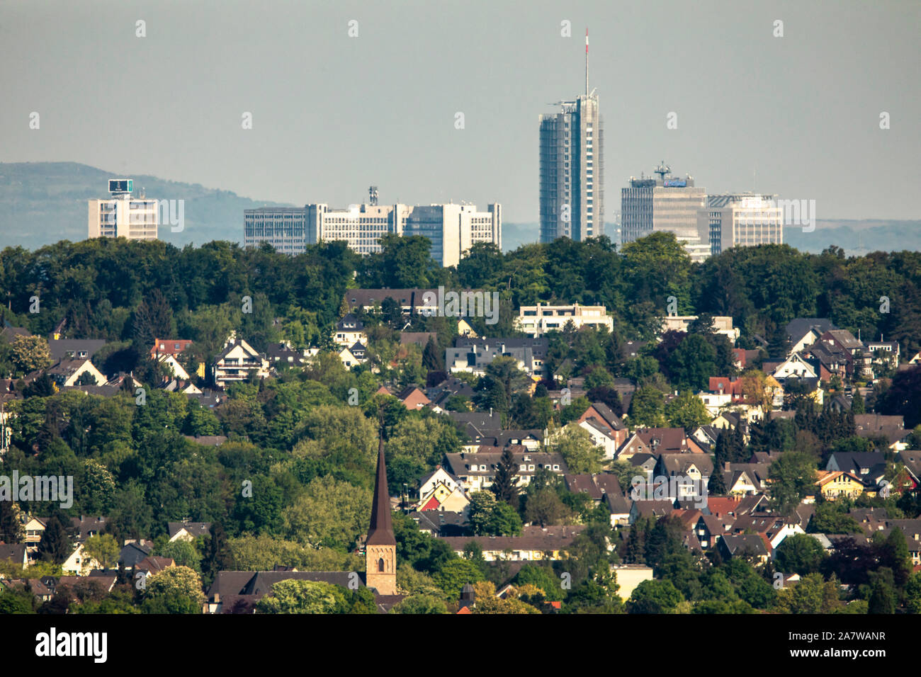 View over Essen, in front the district Essen-Heisingen, behind it the ...