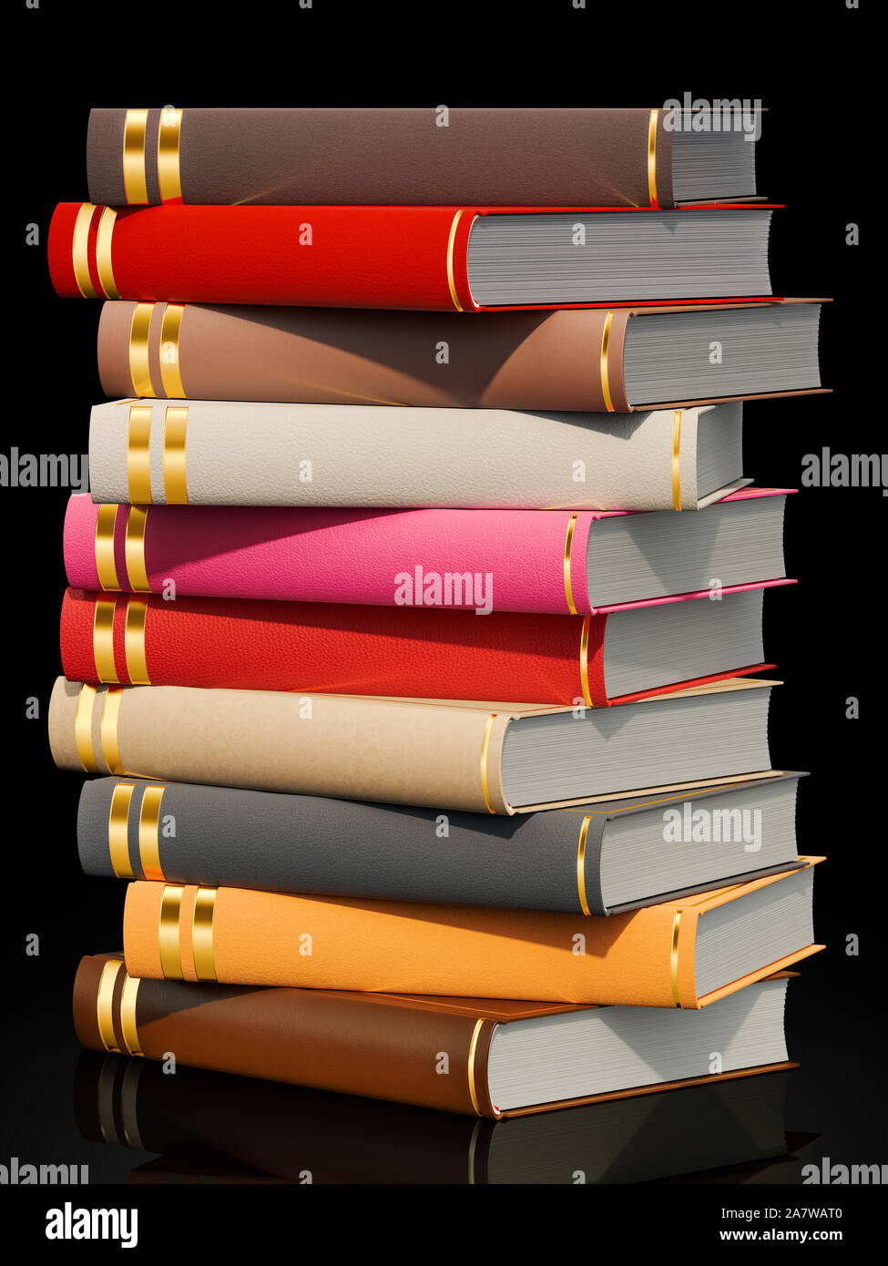 Stack of books, 3D rendering isolated on black background Stock Photo ...