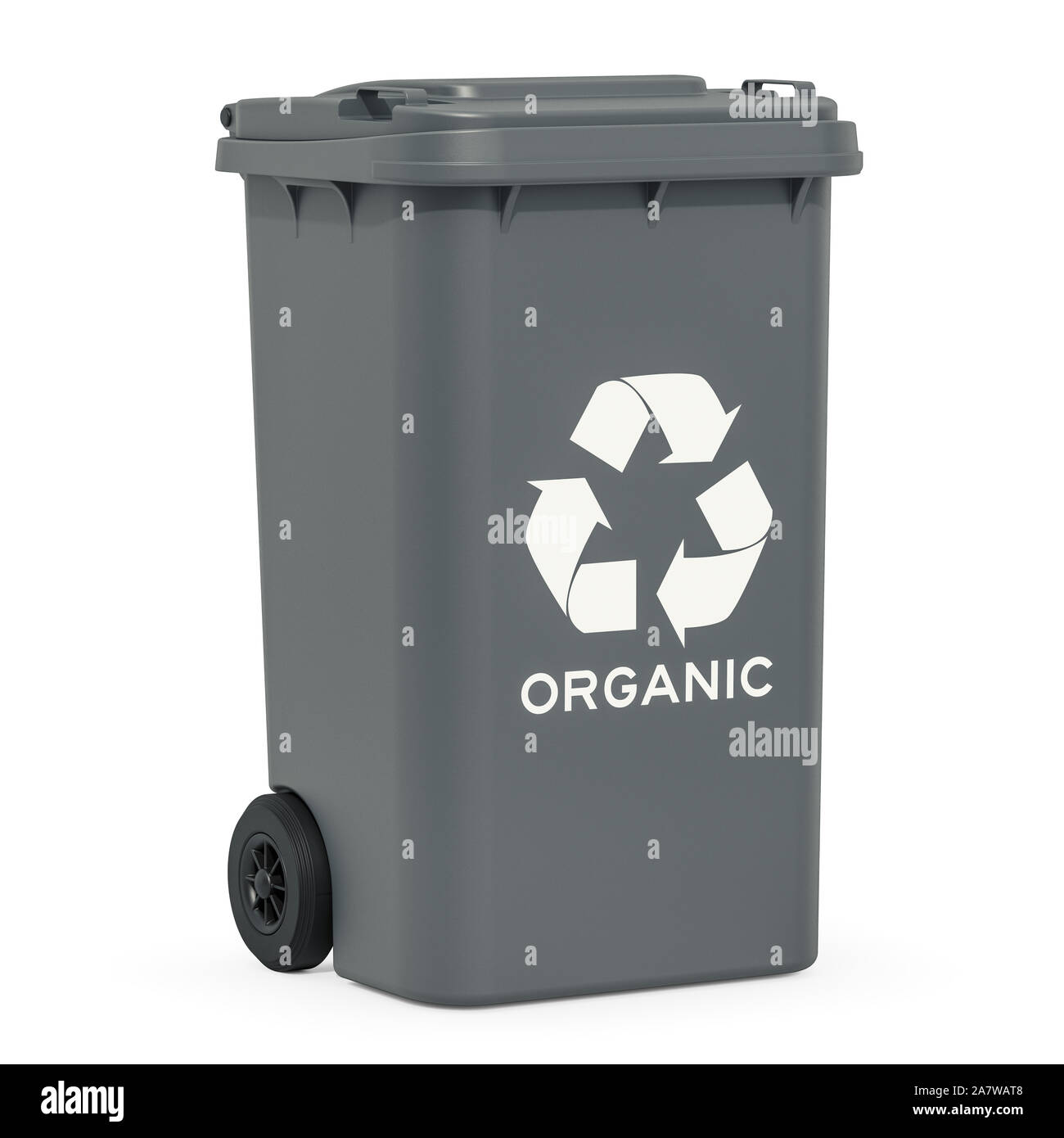 Grey recycling trash can for organic waste, 3D rendering isolated on ...