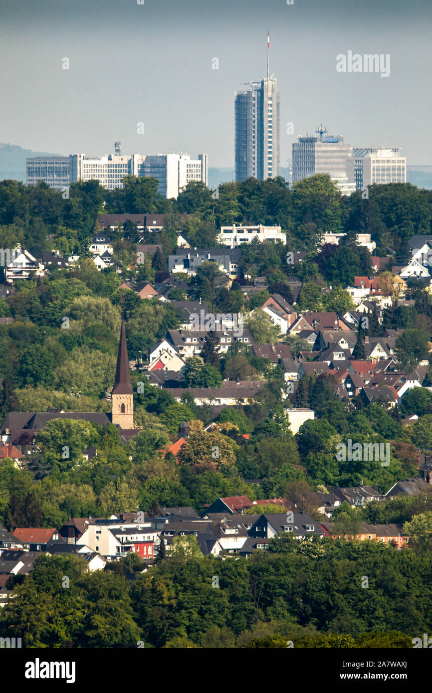 View over Essen, in front the district Essen-Heisingen, behind it the ...