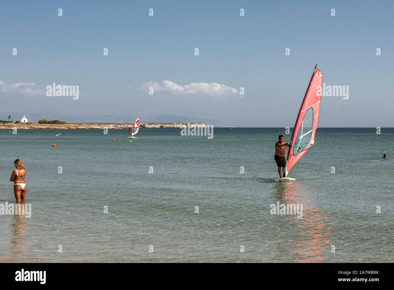 Surfing in Paros Stock Photo - Alamy