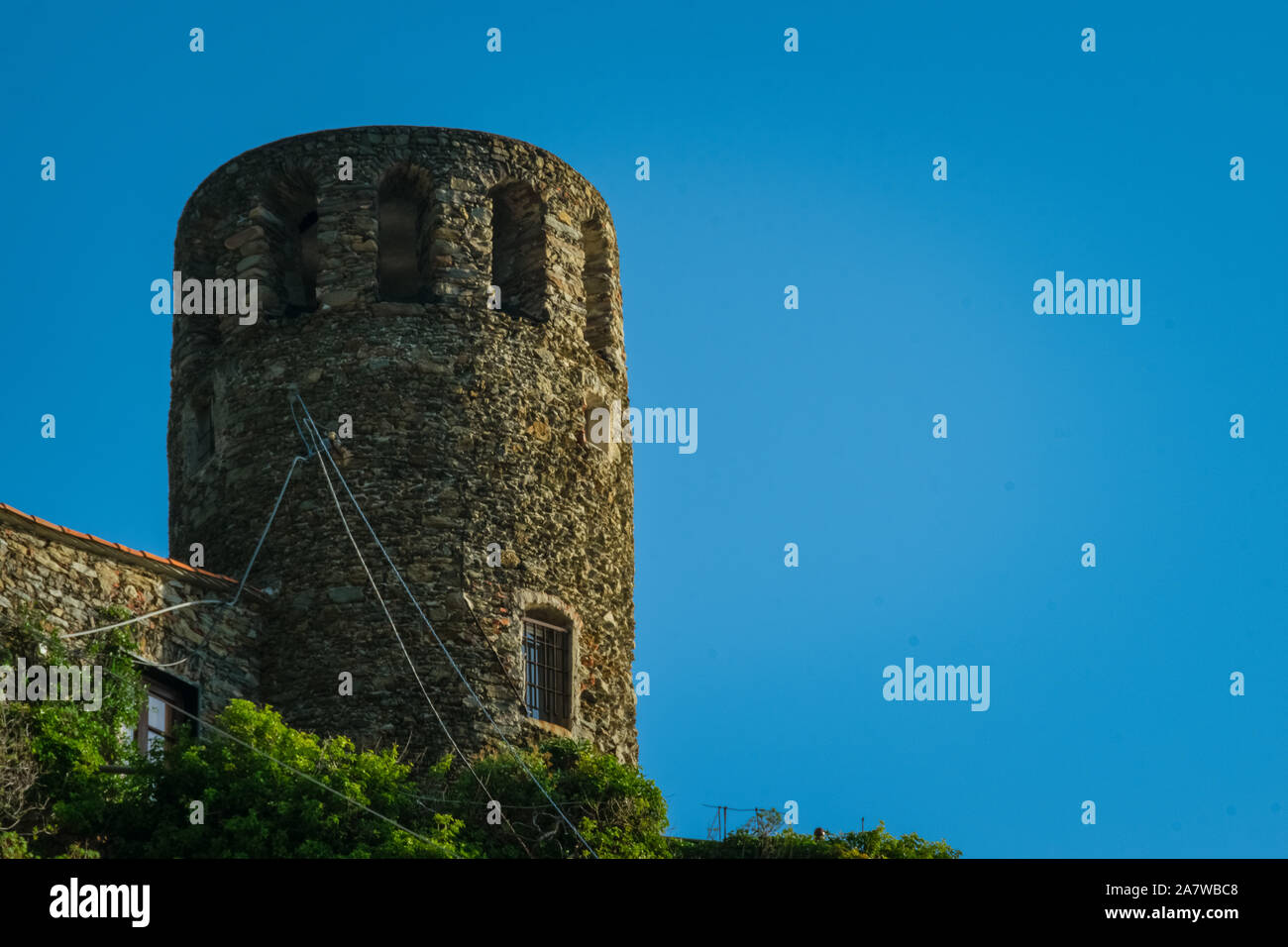 Doria Castle from Vernazza, Cinque Terre, La Spezia, Italy Stock Photo ...