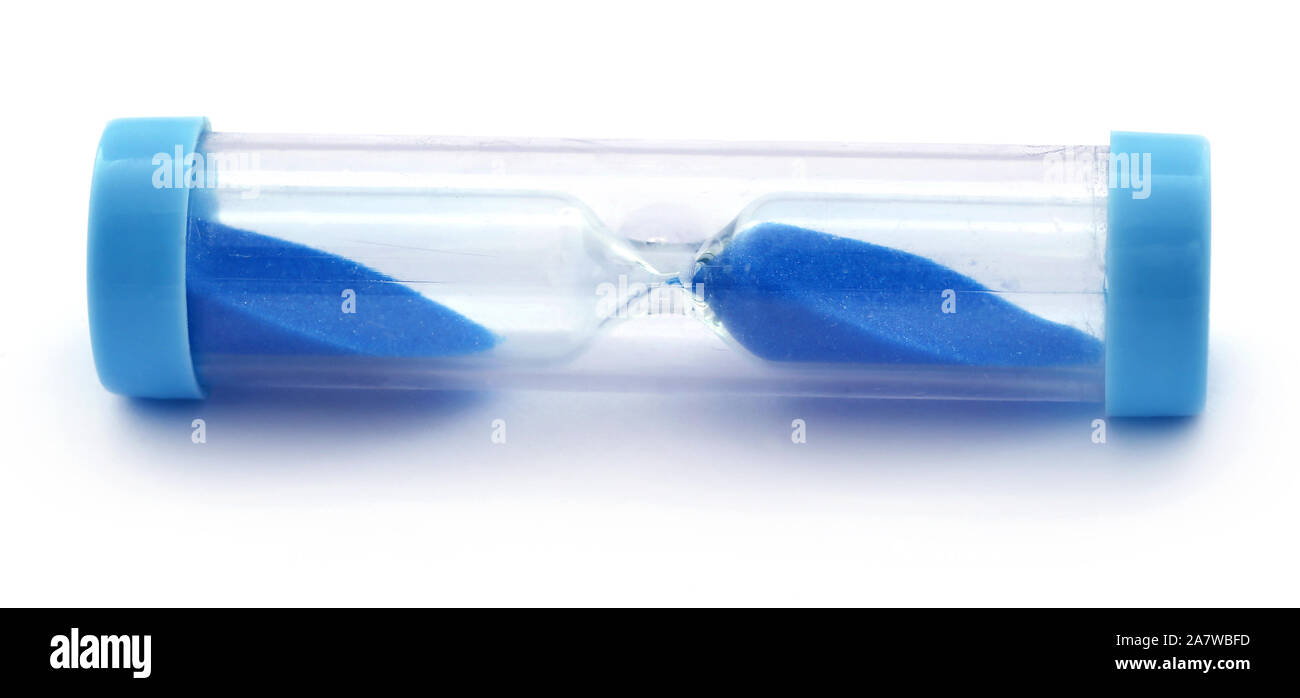 Blue Hourglass over white background Stock Photo - Alamy