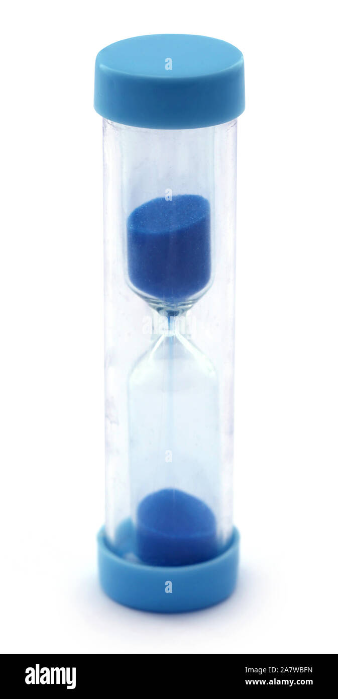 Blue Hourglass over white background Stock Photo - Alamy