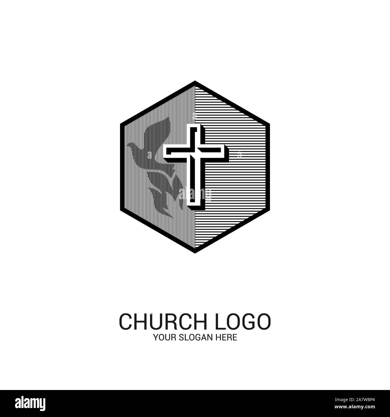 Church logo. Christian symbols. The cross of Jesus and the dove - a ...