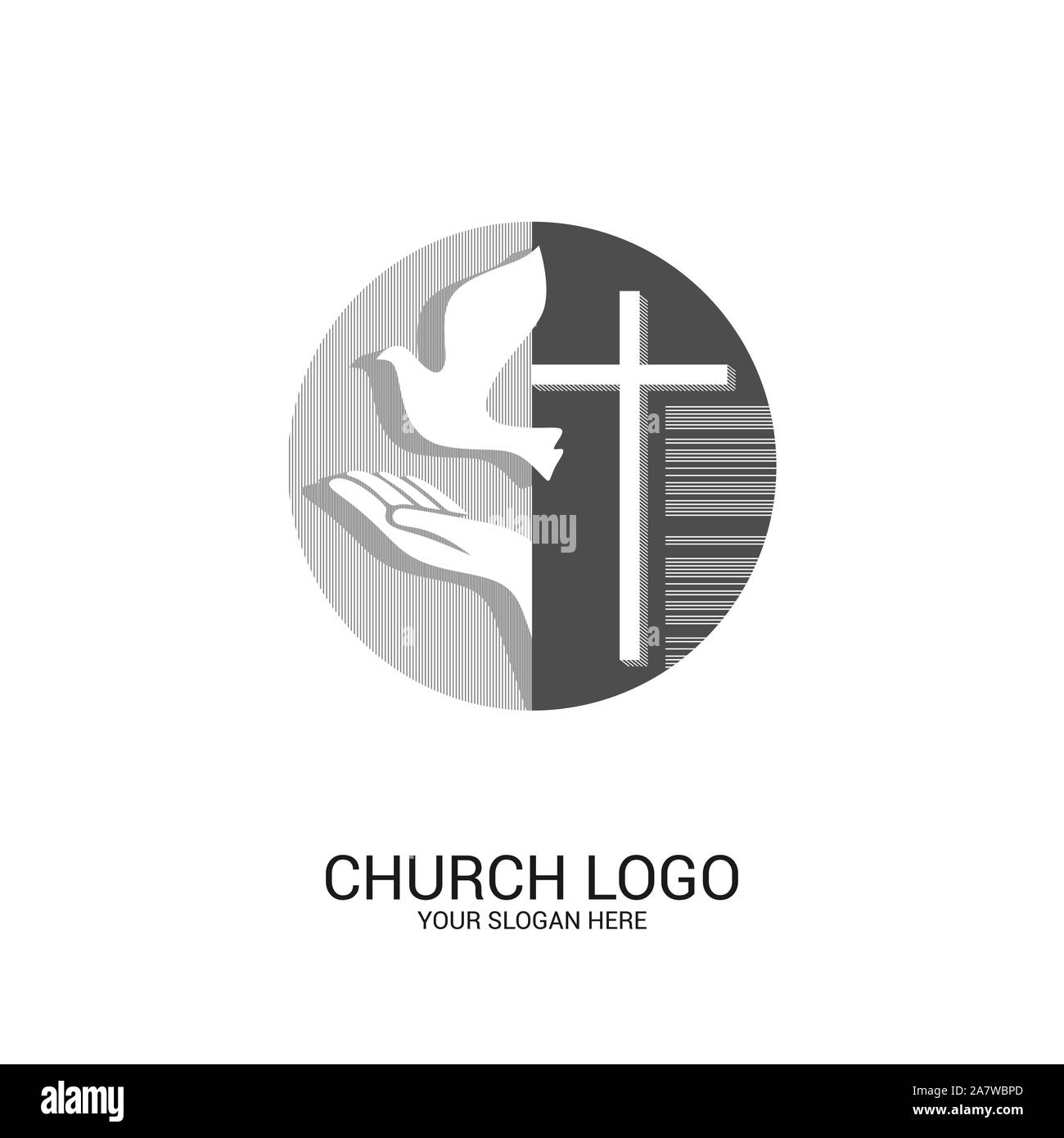 Church logo. Christian symbols. The cross of Jesus and the dove - a ...